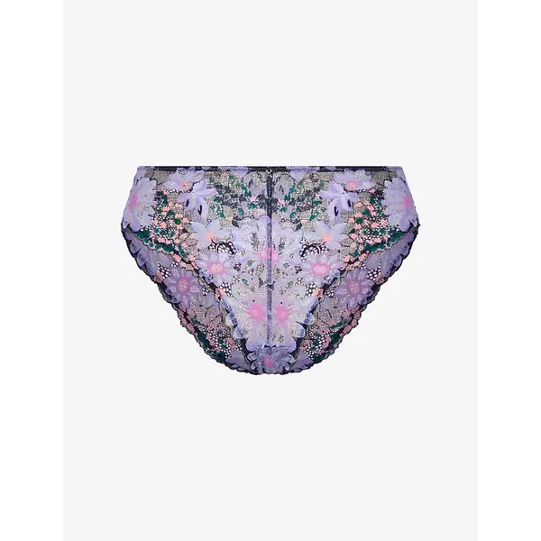 SAVAGE X FENTY Fleur Fantasy Lace Cheeky Stretch-lace Briefs - Dark & Stormy Blue