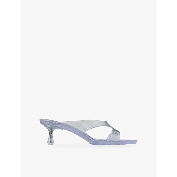JIMMY CHOO Jelly Drop 50 Mid Heel Sandals - Silver