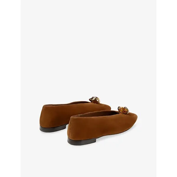 JIMMY CHOO Margot Suede Ballerina Flats - Tan/amber
