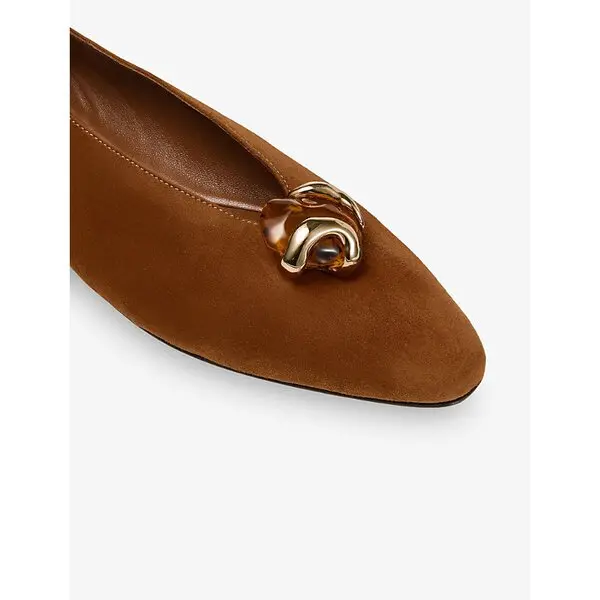 JIMMY CHOO Margot Suede Ballerina Flats - Tan/amber