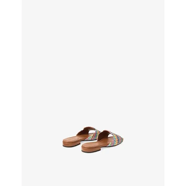 JIMMY CHOO Dina Chevron Raffia Flat Sandals