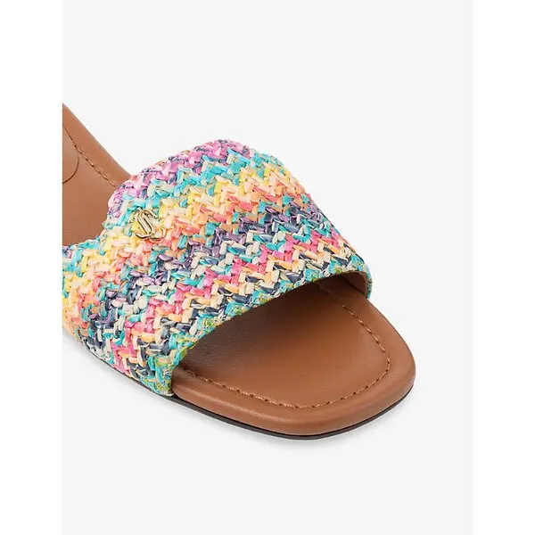 JIMMY CHOO Dina Chevron Raffia Flat Sandals