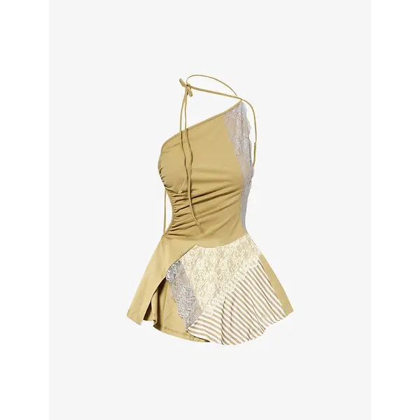 JADED LONDON Asymmetric Lace Cotton-blend Mini Dress - Multi