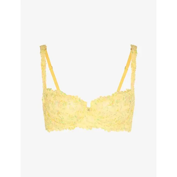 SAVAGE X FENTY Romantic Corded Lace Unlined Balconette Bra - Butter Yellow Multi