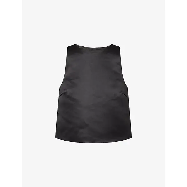 GANNI Crossover Open Back Woven Top