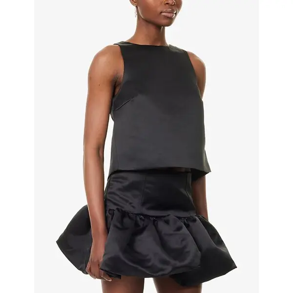 GANNI Crossover Open Back Woven Top