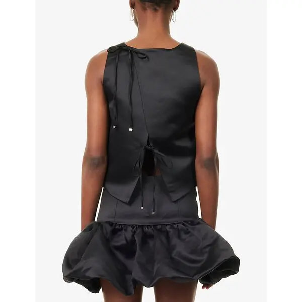 GANNI Crossover Open Back Woven Top