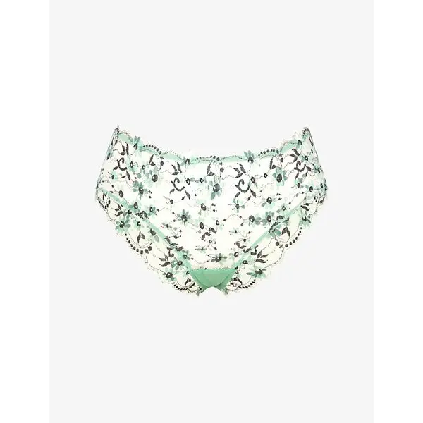 SAVAGE X FENTY Daisy Darling Cheeky Lace Briefs - Green Mystique