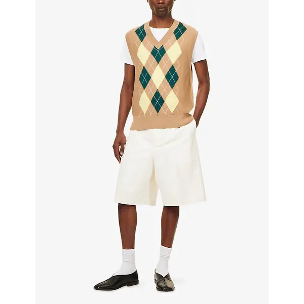 Ami Argyle Intarsia Knit Wool-blend Vest