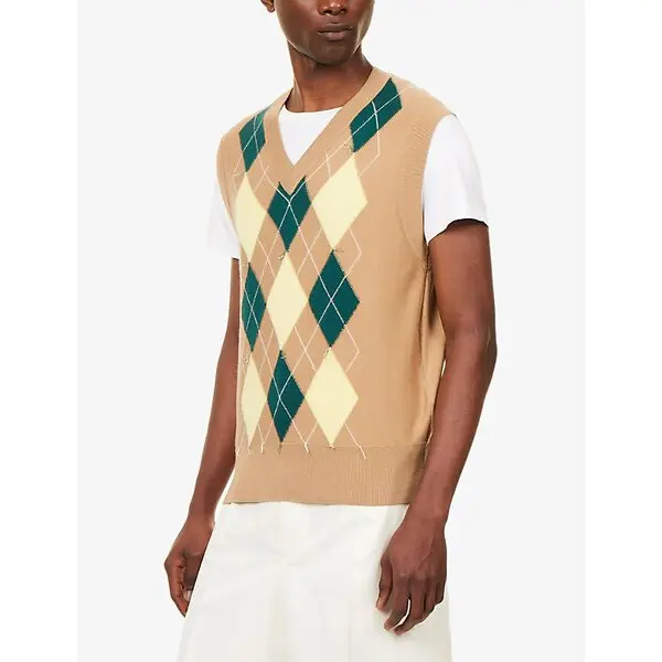 Ami Argyle Intarsia Knit Wool-blend Vest