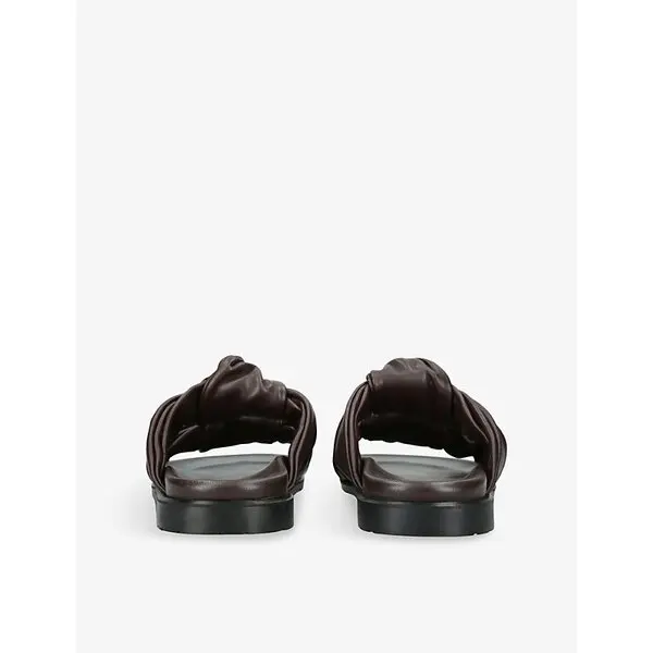 Dear Frances Leather Knot Detail Slides - Dark Brown