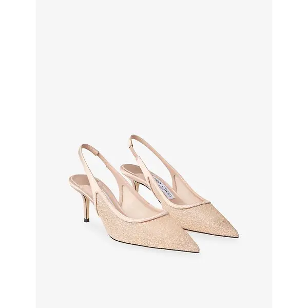 JIMMY CHOO Love 85 Glitter Slingback Stiletto Heel Courts - Macaron