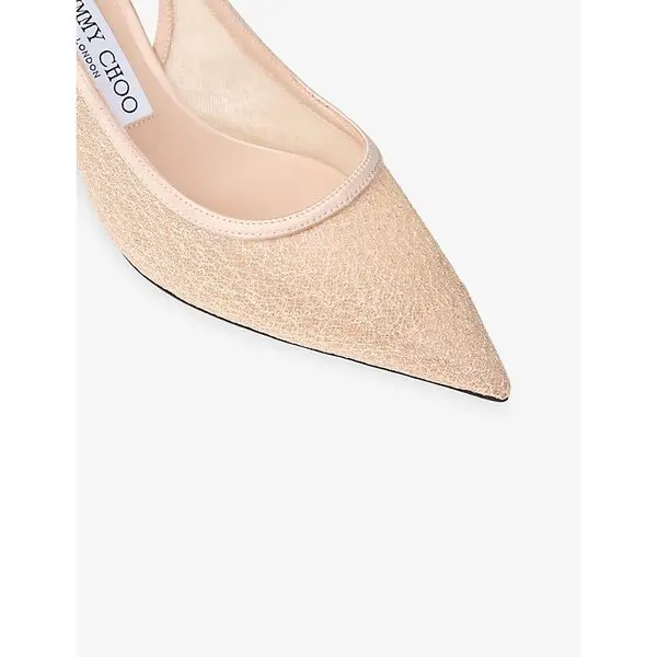 JIMMY CHOO Love 85 Glitter Slingback Stiletto Heel Courts - Macaron