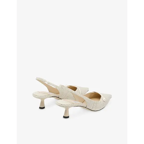 JIMMY CHOO Amita 45 Raffia Slingback Pumps - Natural
