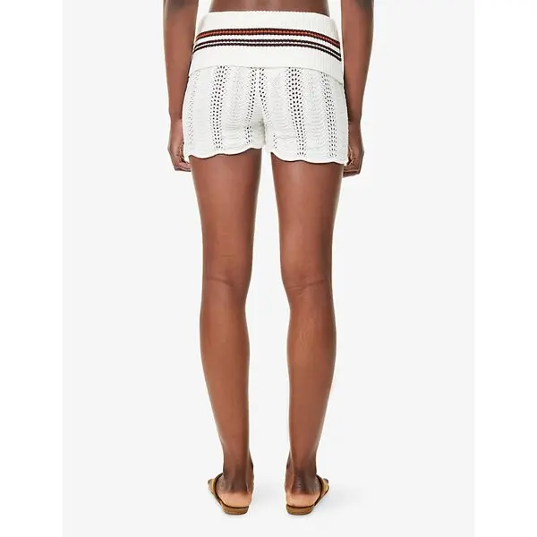 THE COUTURE CLUB Crochet Knit Fold-over Cotton Shorts