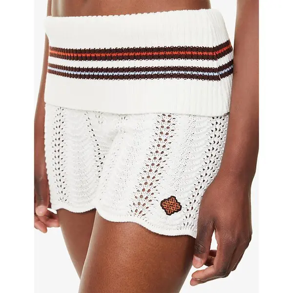 THE COUTURE CLUB Crochet Knit Fold-over Cotton Shorts