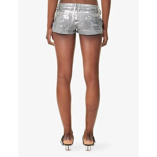 JADED LONDON Coated Denim Mini Shorts