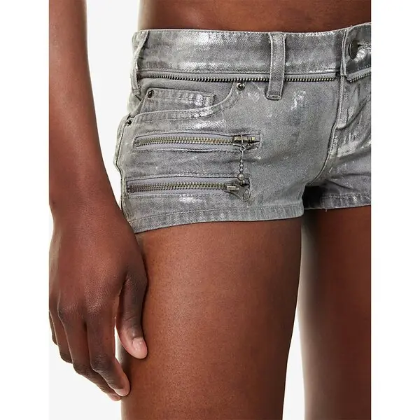 JADED LONDON Coated Denim Mini Shorts