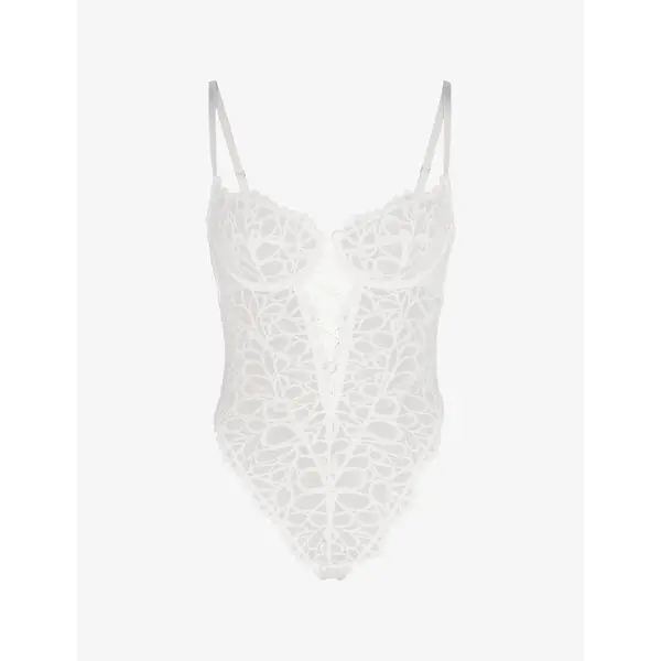 SAVAGE X FENTY Savage Not Sorry Underwired Lace Teddy - Hazy White