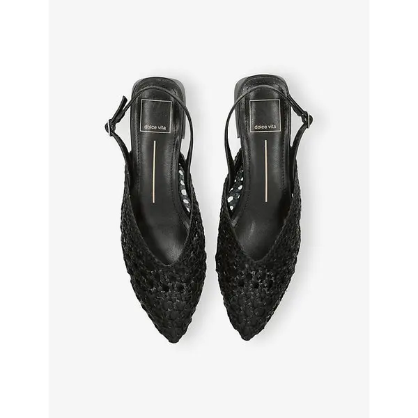 Dolce Vita Birdie Woven Leather Slingbacks - Black