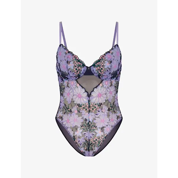 SAVAGE X FENTY Sfleur Fant Teddy Lace Body - Dark & Stormy Blue