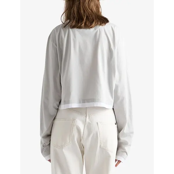 Prada Triangle Logo Patch Long Sleeve Cotton Jersey T-shirt