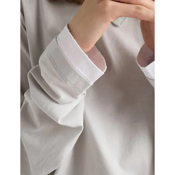 Prada Triangle Logo Patch Long Sleeve Cotton Jersey T-shirt