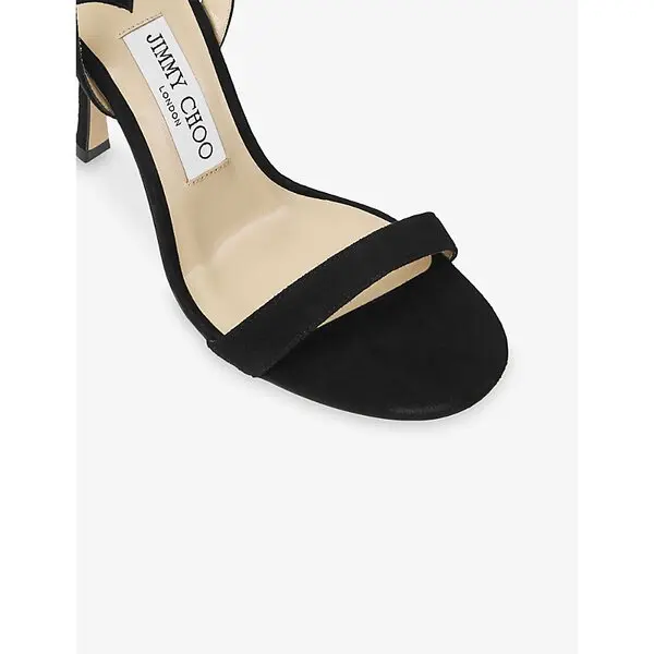 JIMMY CHOO Jenn 100 Suede Slingback Sandals - Black