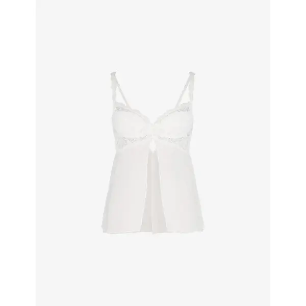 SAVAGE X FENTY Romantic Corded Lace Padded Demi Babydoll Top - Hazy White