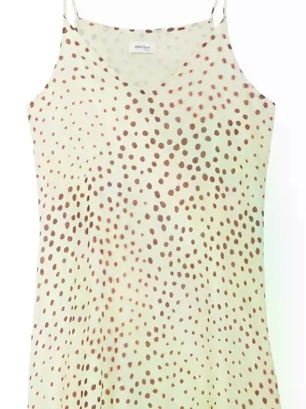 OTTOD'AME Cream Polka Dot V-neck Dress