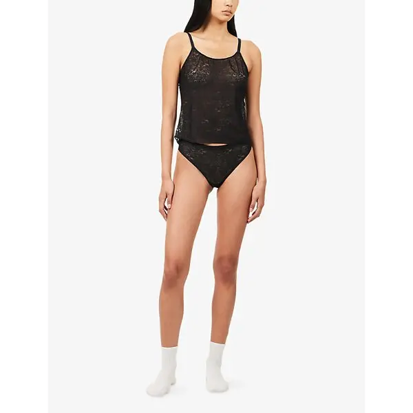 Spanx Supersmooth Day To Date Night Stretch-lace Top - Very Black