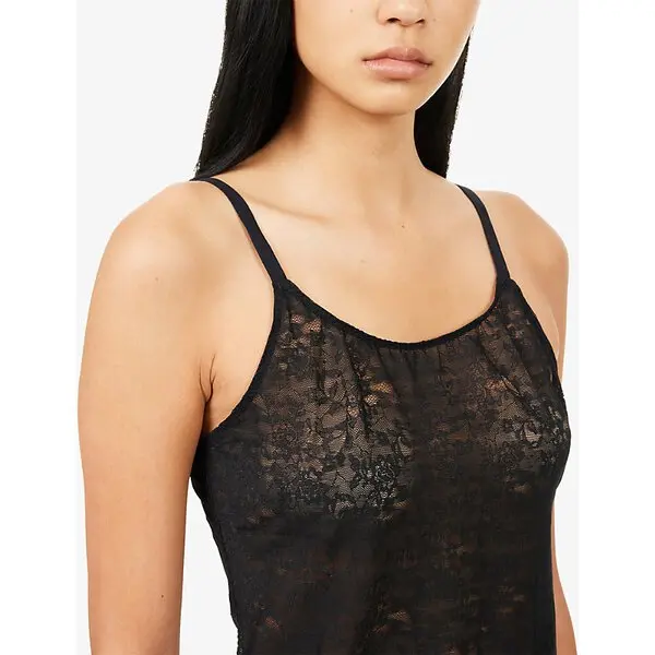 Spanx Supersmooth Day To Date Night Stretch-lace Top - Very Black