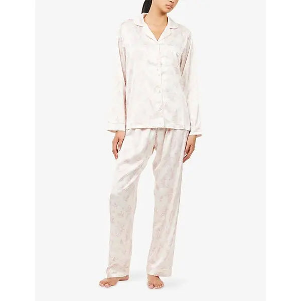 THE NAP CO Printed Long-sleeve Satin Pyjama Set