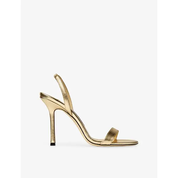 JIMMY CHOO Jenn 100 Metallic Leather Sandals - Gold