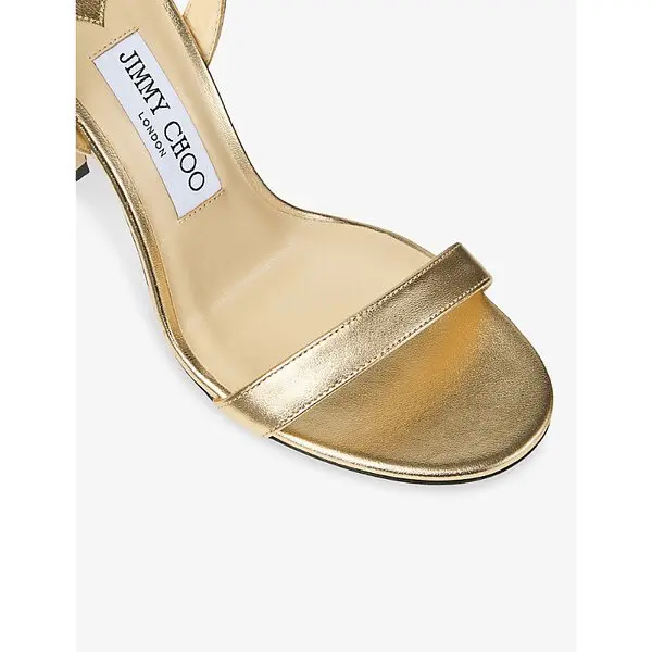 JIMMY CHOO Jenn 100 Metallic Leather Sandals - Gold