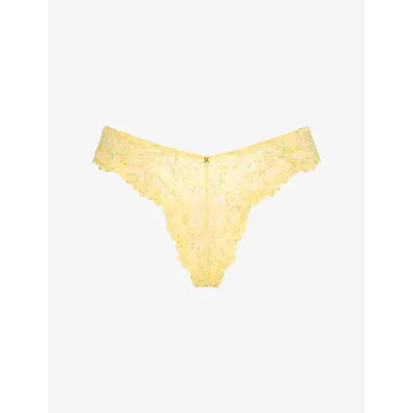 SAVAGE X FENTY Romantic Corded Lace Brazilian Briefs - Butter Yellow Multi