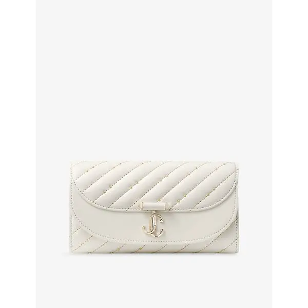 JIMMY CHOO Curve Leather Wallet Chain - Latte/shiny Gold