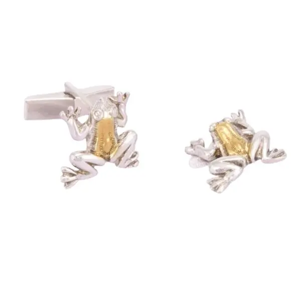 SIMON KEMP JEWELLERS Frog Cufflinks Eighteen Carat Gold On - Silver