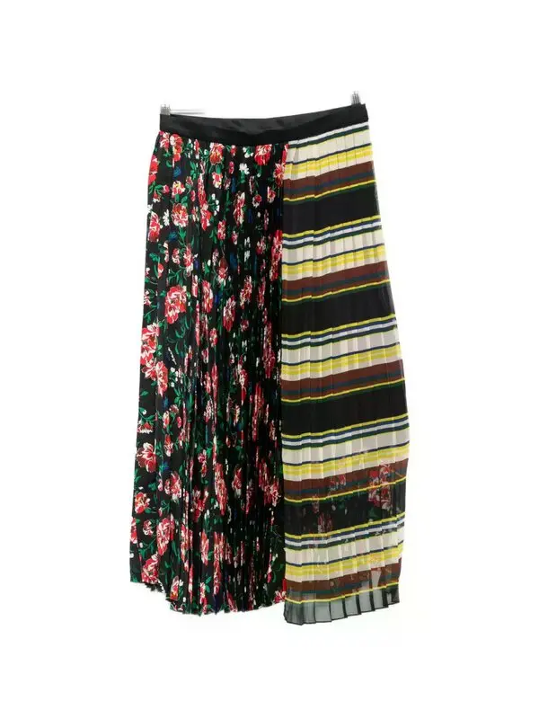Sacai Floral-print Pleated Midi Skirt