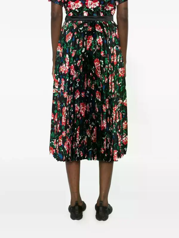 Sacai Floral-print Pleated Midi Skirt