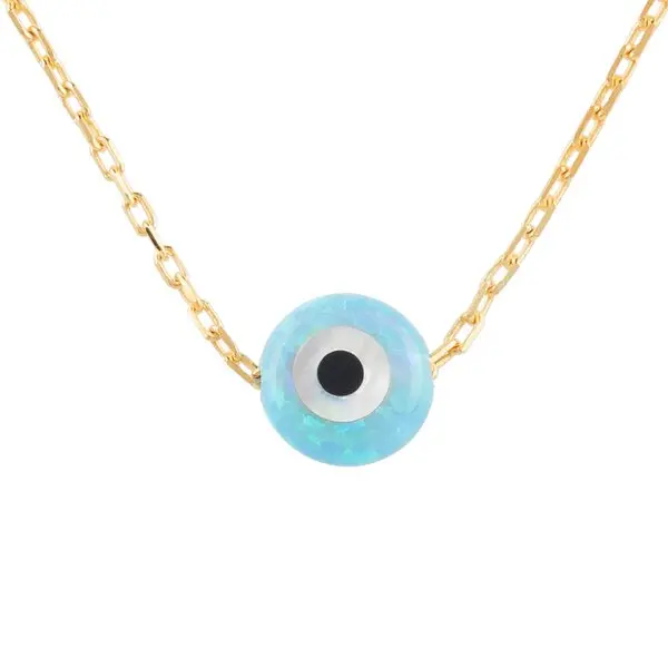 LATELITA Evil Eye Opalite Pendant Necklace - Gold
