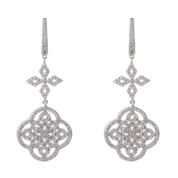 LATELITA London Sterling Zircon Celtic Knot Clover Drop Earrings - Silver