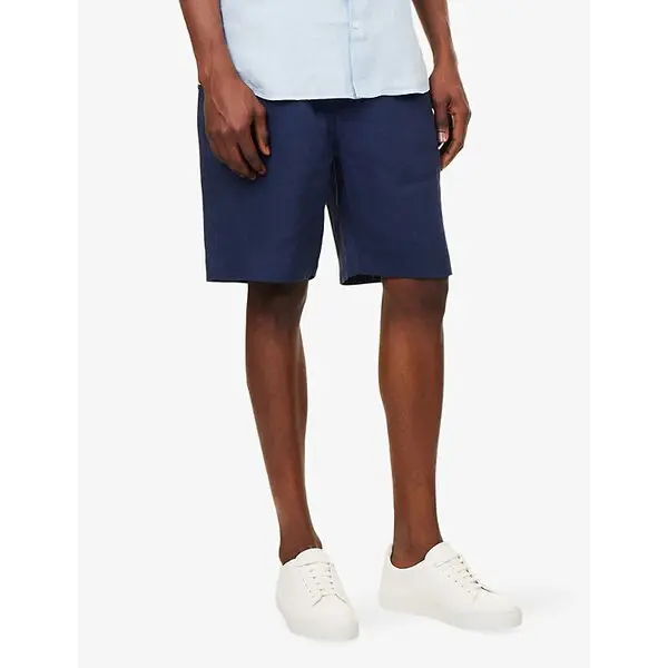 Sunspel Relaxed Fit Linen Shorts - Light Navy