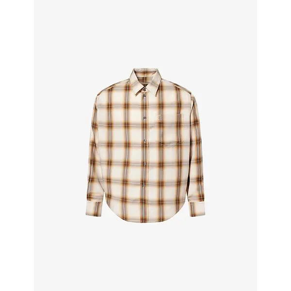 AMI Paris De Coeur Embossed Check Woven Shirt