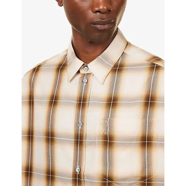 AMI Paris De Coeur Embossed Check Woven Shirt
