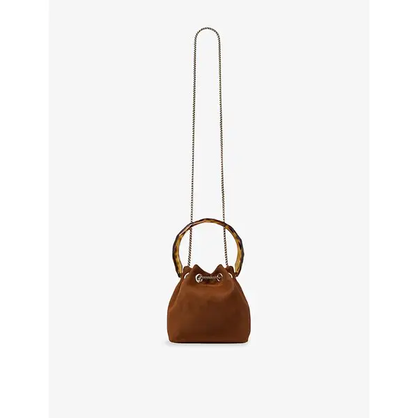 JIMMY CHOO Suede Bucket Bag With Bracelet Handle