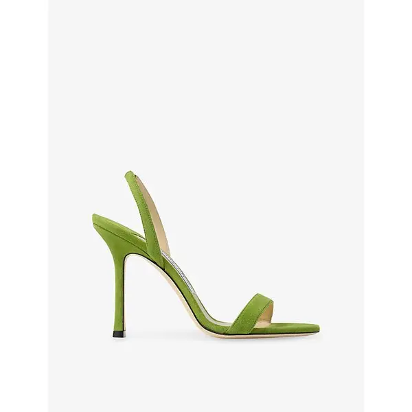 JIMMY CHOO Jenn 100 Suede Slingback Sandals - Clover