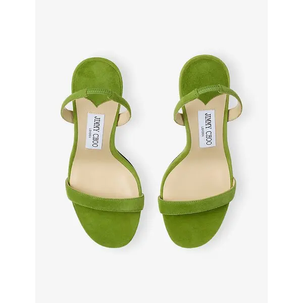 JIMMY CHOO Jenn 100 Suede Slingback Sandals - Clover