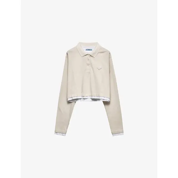 Prada Long-sleeve Piqué Cotton-jersey Polo Shirt