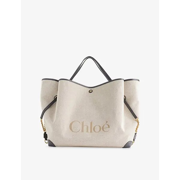 Chloé Clover Large Cotton-canvas Tote Bag - Black Navy